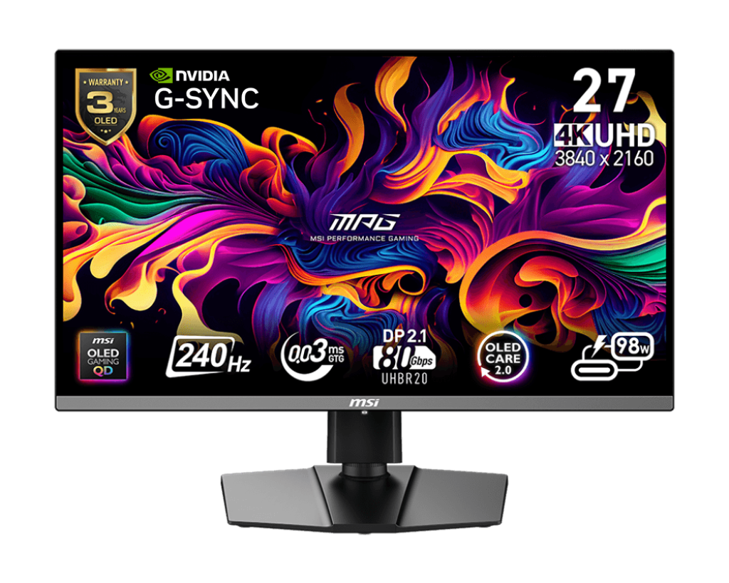 MSI MPG 272URX QD-OLED Gaming Monitor, 4K 3840x2160 (UHD), 240Hz, 3 ...