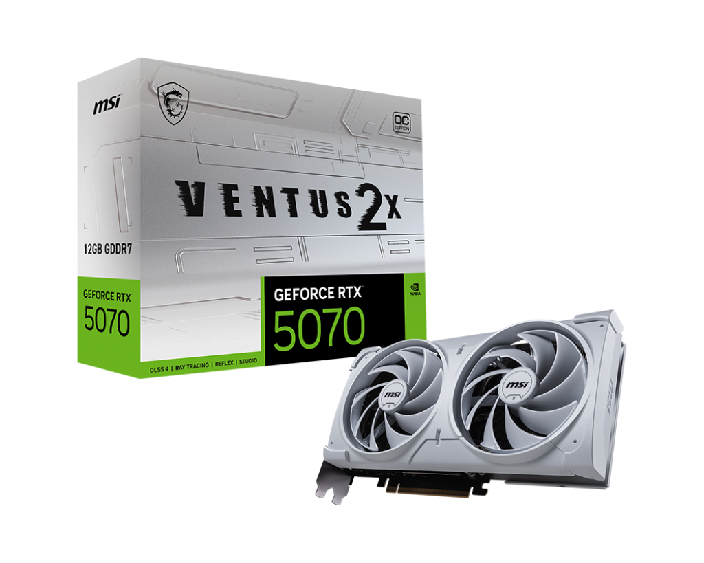 MSI GeForce RTX 5070 12G VENTUS 2X OC White Graphics Card, 12GB GDDR7 ...
