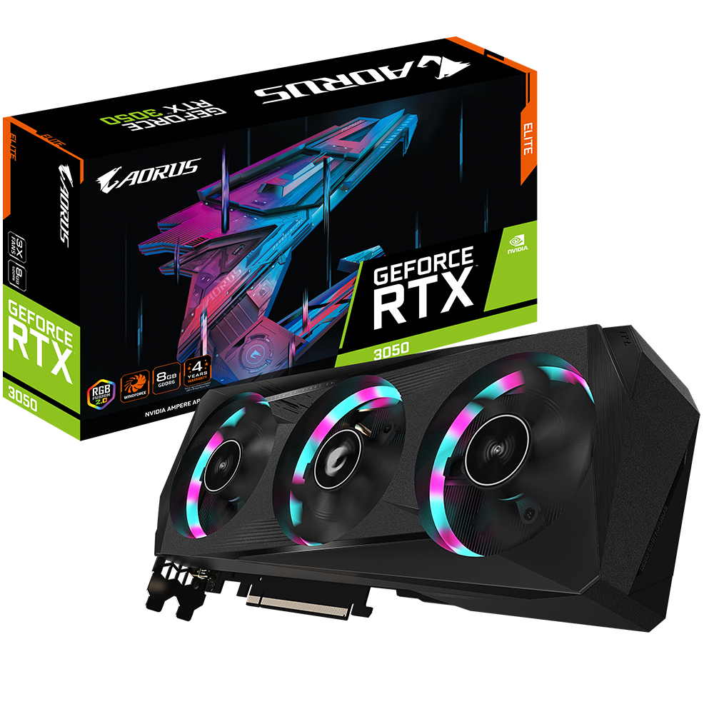 GIGABYTE AORUS RTX 3050 ELITE 8GB GDDR6 Triple-Fan GPU